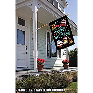 Toland Home Garden 102524 Happy Birthday Cake Birthday Flag 28x40 Inch Double Sided for Outdoor Party House Yard Decoration