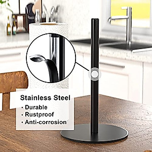Black Paper Towel Holder Countertop, Free-Standing Kitchen Roll Holder, Stainless Steel Kitchen Towel Holder for Kitchen Rolls Organizer, Classic Fashion Kitchen Roll Dispenser