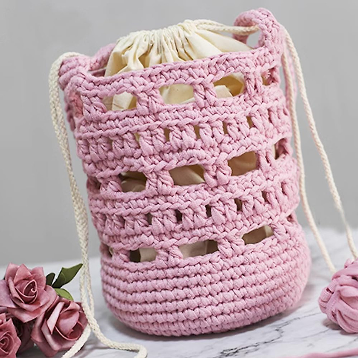 200g Blue Gray Crochet Yarn Basket Crochet Bag Fabric Yarn Cotton Cloth T-Shirt Yarn Ribbon Yarn