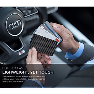 Suavell Slim Metal Wallet for Men - Minimalist Tactical Wallet - RFID Blocking Card Holder w Money Clip - Thin, Smart Wallet - Front Pocket Wallet - Aluminum Credit Card Holder (Black Element 2.0)