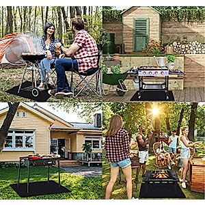 SIRUITON Large Under Grill Mats, 75″x36 inch Under BBQ Mat Protect Decks and Patios from Grease Splatter, Absorbent Oil Reusable and Washable, Fire Pit Ember Mat