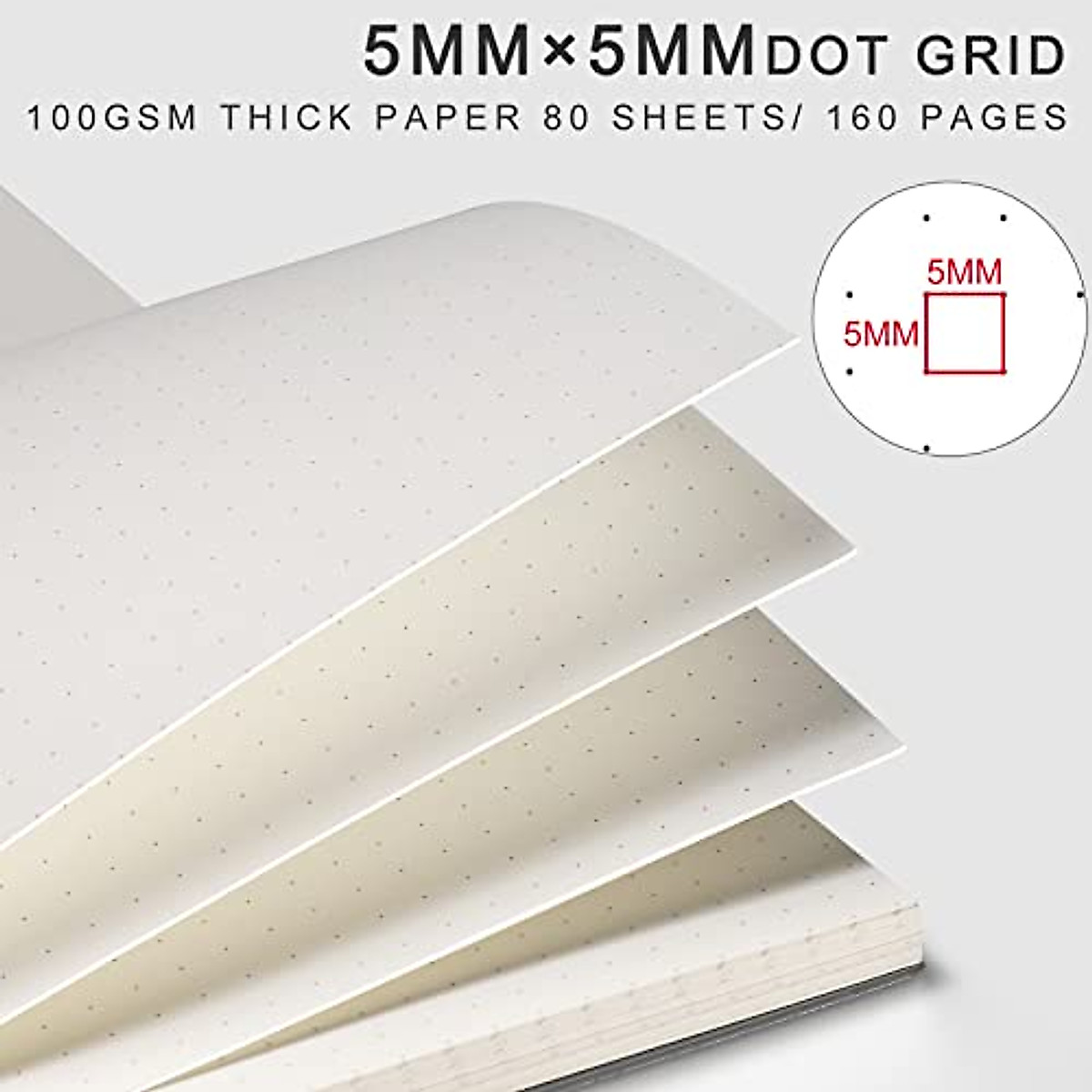 AHGXG Dotted Journals Spiral Notebook 3 Pack, A5 Bullet Dot Grid Journal with 100 GSM Thick Dotted Paper, Transparent Hardcover, 80 Sheets, for Bullet Journaling, Artist Writing Drawing, 5.7" x 8.3"