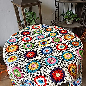 hahawali Crochet Blanket, Woven Blanket, Sofa Blanket Boho Handmade Crochet Sofa Throw Blanket Colorful Flower Sweater Style Mat Decor, 80x60