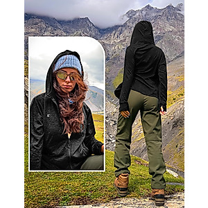 TBMPOY Womens UPF 50+ Sun Protection Hoodie Jackets Light Weight Long Sleeve Shirts Hiking Outdoor Full Zip Tops Black XXL