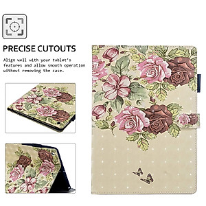Case for iPad 9th/8th/7th Generation 10.2" (2021/2020/2019 Release), Techcircle 3D Pattern Slim Folding PU Leather Stand Flip Multi Credit Card Slots Wallet Cover with Pencil Holder, Flower Butterfly