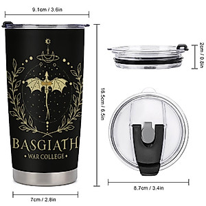 Fourth Dragon Tumbler Wing Empyrean Rider War College 20 oz Stainless Steel Insulated Tumblers with Lid and Straw Bookish Acotar Travel Coffee Mug Gifts