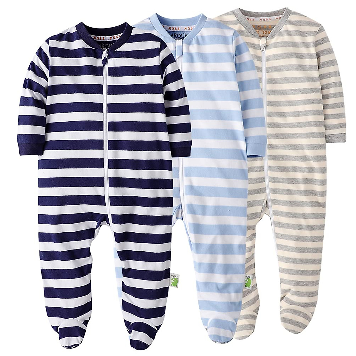 Marquebaby Baby Boys' Footed Pajama - Organic Cotton Zip Front Sleep and Play Sleeper 18 Months