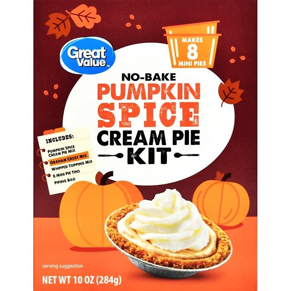 Great Value No Bake Pumpkin Spice Cream Pie Kit, 9.0 Ounce