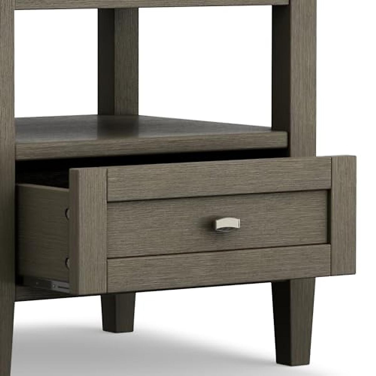 SIMPLIHOME Warm Shaker SOLID WOOD 20 inch wide Rectangle Rustic End Side Table in Farmhouse Grey with Storage, 1 Drawer and 1 Shelf, for the Living Room and Bedroom