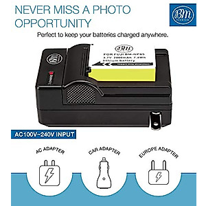 BM Premium 2-Pack of NP-85 Batteries and Charger Kit for FujiFilm FinePix S1 SL240 SL260 SL280 SL300 SL305 SL1000 Digital Camera
