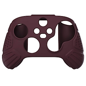 eXtremeRate PlayVital Guardian Edition Wine Red Ergonomic Soft Anti-Slip Controller Silicone Case Cover for Xbox Series X/S, Rubber Protector Skins with Joystick Cap for Xbox Core Wireless Controller