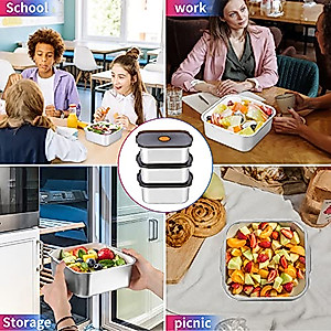 BEFOY Stainless Steel Food Storage Containers with Lids 1100ML* 3 Food Lunch Box Containers Leak-proof Light Easy Set with Air Vent Snack Boxes for People, Kitchen Storage…