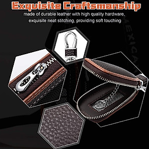 2 Pieces Leather Car Key Chain Case Holder Auto Key Fob Holder Smart Protector Cover (Brown)