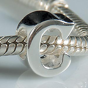 Letter C Charm Sterling Silver 925 Initial A-z Alphabet Beads Name Charm for DIY Charms Bracelet