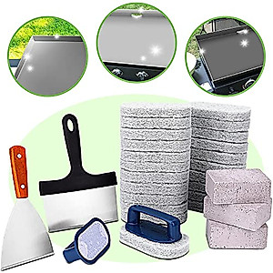 KTUOPEE Griddle Cleaning Kit for Blackstone,Grill & Griddle Kit 29 Pieces Premium Flat Top Grill Accessories Cleaner Tool Set-2 Griddle Scraper,22 Scouring Pads,3 Cleaning Bricks,2 Handle