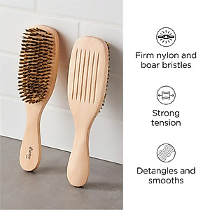 Diane Reinforced Boar Bristle Wave Brush for Men and Barbers – Hard Bristles for Thick to Coarse Hair – Use for Detangling, Smoothing, Wave Styles, Restore Shine and Texture