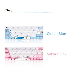 ZMX Blue Penguin 61 Mechanical Keyboard,Hot Swappable 60％Compact Mechanical 5.0Bluetooth/Type-C Wired Dual-Mode RGB Backlit Dye-Sublimation PBT Keycap Gaming Keyboard（Blue Switch）