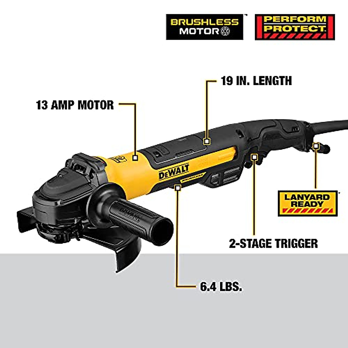 DEWALT Angle Grinder, RAT Tail, 7-Inch, 13-Amp (DWE43840CN)