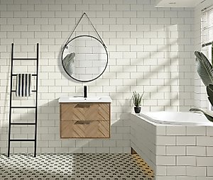 Ari Kitchen & Bath Carlsbad 30" Floating Bathroom Vanity Weathered Fir