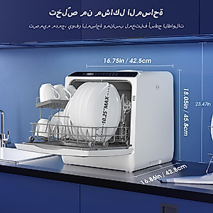 AIRMSEN Portable Countertop Dishwasher, Compact Mini Dishwasher with 5L Built-in Water Tank, 5 Washing Programs & Air-Dry Function, Baby Care, Glass & Fruit Wash for Apartments, Dorms and RVs