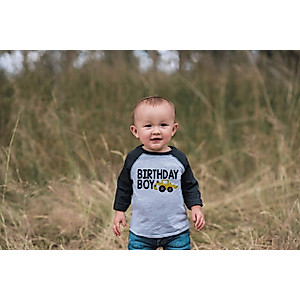 7 ate 9 Apparel Boy's Birthday Boy Construction Grey Raglan Tee 18 Months