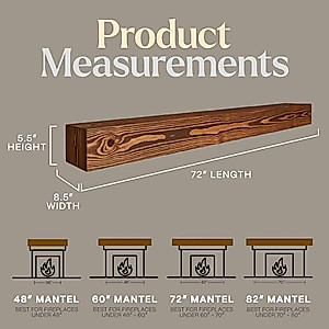Fireplace Mantel, Natural Wood Floating Shelves, Easy to Install Rustic Shelving, Water-Based Paint, 72 Inch, Aged Oak - Luxe Shelf Group