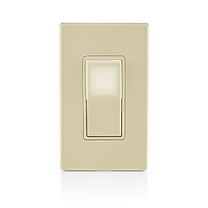 Leviton L5614-2I 15 Amp, 120/277 Volt, Decora LED Illuminated Rocker 4-Way AC Quiet Switch, Residential Grade, Grounding, Ivory