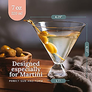 Stemless Martini Glasses Set of 4 (7.5 oz) – Cocktail Glasses for Any Drink – Luxury Party Hosting Margarita Glasses – Hand-Blown Crystal Martini Glasses – Elegant Home Glassware