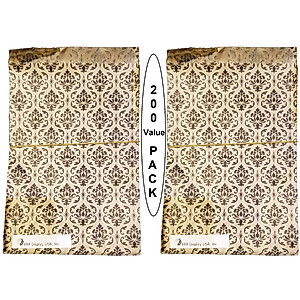 200 pcs Damask Paper Gift Bags Shopping Sales Tote Bags Brown with Black Damask Design (8 1/2" x 11") by 888 Display USA