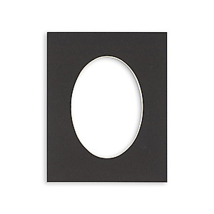 8x10 Mat Bevel Cut for 5x7 Photos - Precut Black Oval Shaped Photo Mat Board Opening - Acid Free Matte to Protect Your Pictures - Bevel Cut for Family Photos, Pack of 1 Matboard
