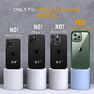 Miracase Glass Case Compatible with iPhone 13 Pro Max Case 6.7 inch, [Glass Screen Protector] Full Body Rubber Bumper Case Cover (Alpine Green)