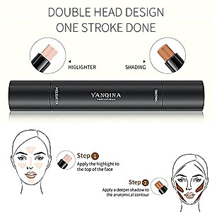 Mysense 6 Colors Cream Contour Stick,Contouring Concealer Highlighter Stick,Double Head Body Face Brightens & Shades Make Up Foundation Cream Pen,3pcs