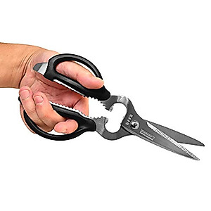 Seki Japan Multifunctional Kitchen Scissors, Stainless Steel Blade Soft Grip Shears for Left-handed