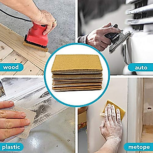 LotFancy 1/4 Sheet Sandpaper for Palm Sander, 50PCS 60 80 120 180 240 320 400 600 800 1000 Grit Sanding Sheets Assortment, Hook and Loop Sand Paper for Car and Wood, 5.5”x 4.5”