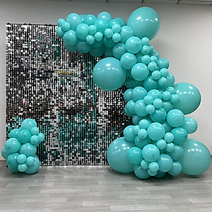 MOXMAY 102 Pieces Teal Blue Balloons 18In 12In 10In 5In Different Sizes Party Balloon Kit for Birthday Halloween Christmas Wedding Baby Shower Bride Party Decoration (Teal Blue)