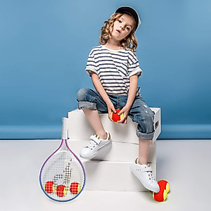 PIKASEN 17" Kids Tennis Racket Best Starter Kit for Kids Age 4 and Under with Shoulder Strap Bag and Mini Tennis Racket Toddler Tennis Raquet (Pink)