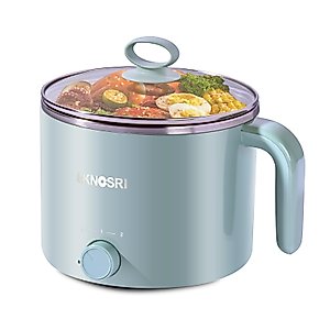 EKNOSRI Electric Hot Pot, 1.5L Nonstick Stainless Steel Rapid Noodles Cooker, Portable Mini Pot for Pasta, Shabu Shabu, Egg, Ramen, Oatmeal, Soup with Over-Heating Protection, Dorm Room Essential