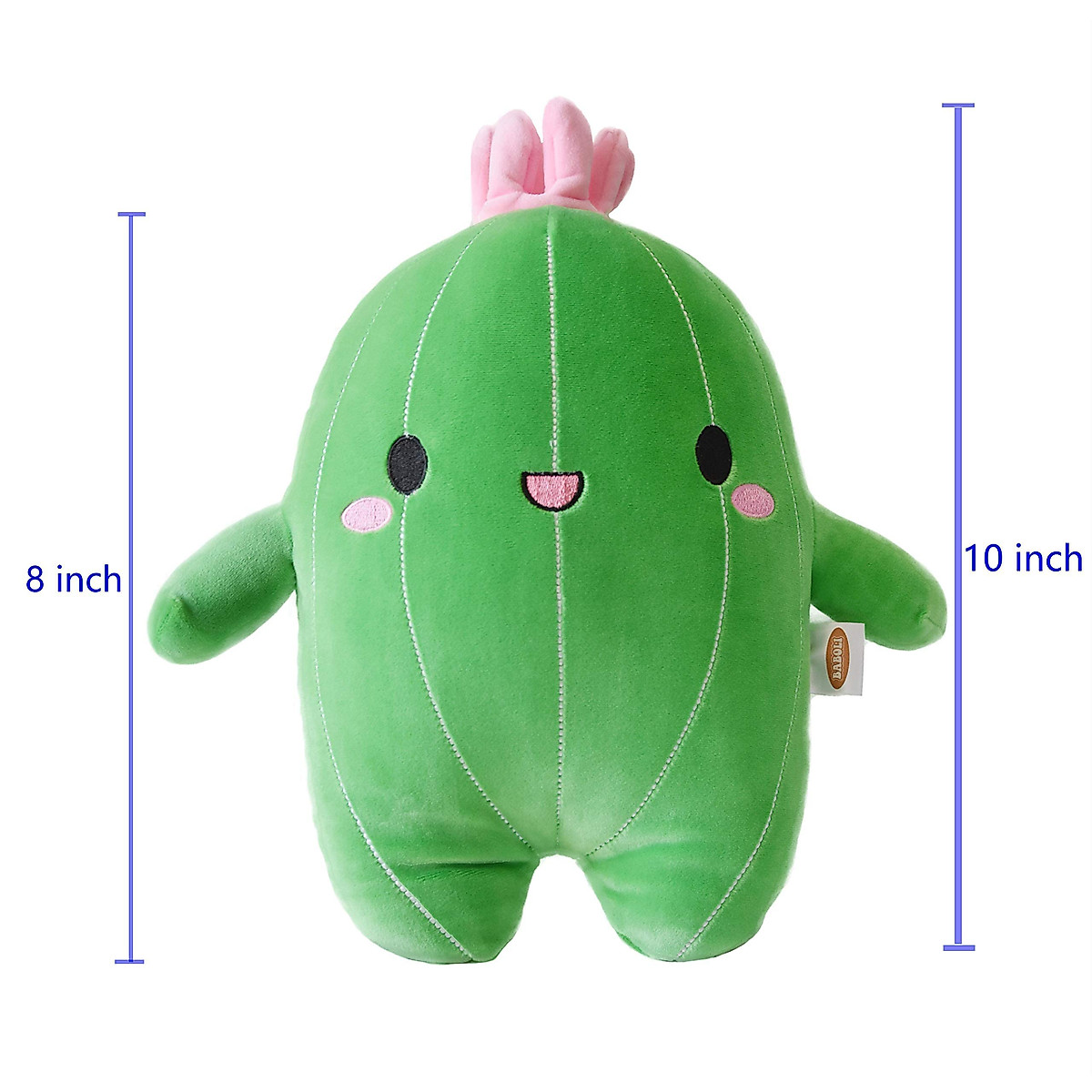 BABOLI Cuddly Cactus Stuffed Plant Animal with Smile Face and Pink Antenna Honey Cacti Plush Soft Toy Pretty Sweet Mascot Gifts for Kids Girls and Boys Present for Birthday or Party 10 Inches