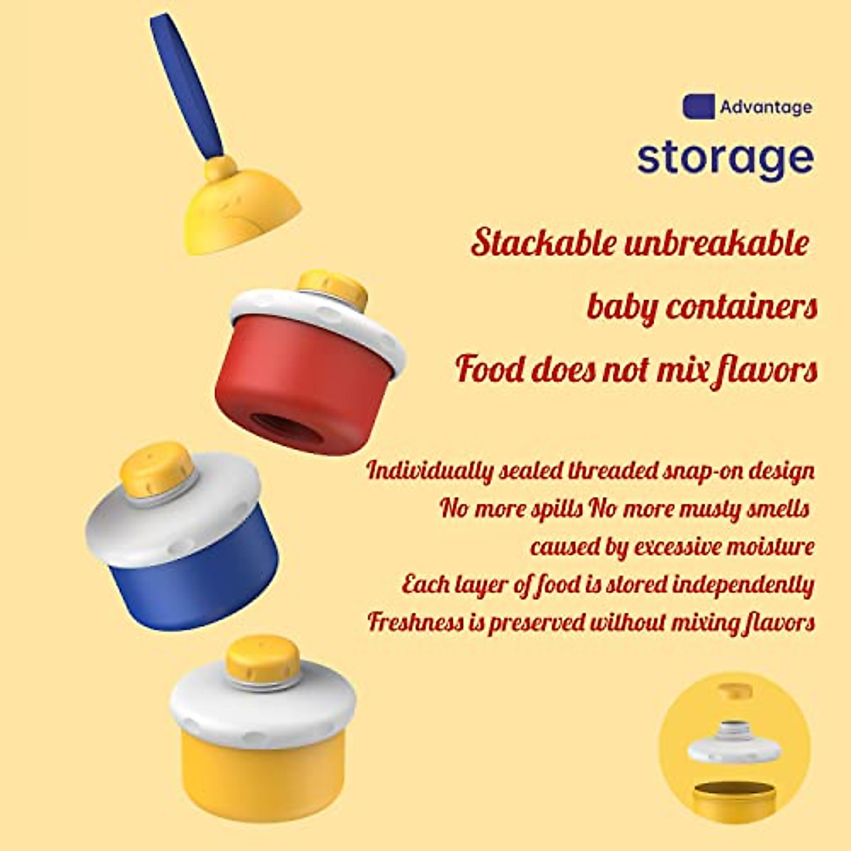 PandaEar Baby Formula Dispensers on The go for Travel| Stackable Portable Baby Formula Storage Container| Travel Formula Holder for Diaper Bag| Baby Powder Dispenser, 3 Layers 2 Pack