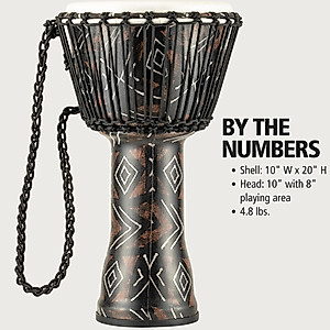 Meinl Percussion Series Travel Djembe Hand Drum Circle Instrument, Synthetic Shell and Head — NOT Made in China — African Mali Weave Rope Tuning, 2-Year Warranty (PADJ6-M-F)