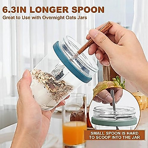 TAOUNOA 9 Pack Overnight Oats Container, 12oz Glass Overnight Oats Containers with Lids and Spoon 350ml Colorful Mason Jars with Lids with Measurement Marks