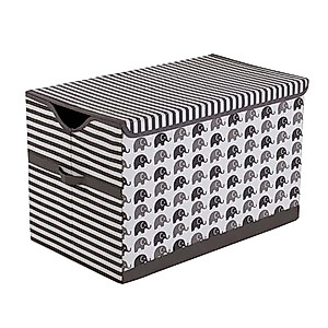 Bacati Elephants Unisex Fabric Storage Toy Chest to Keep Your Childs Room Organized, Grey