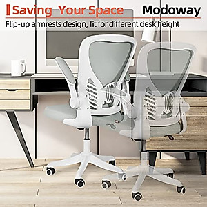 Modoway Desk Chairs with Wheels and Arms Ergonomic Mesh Office Chair with 300LBS Capacity (Grey-1Unit)