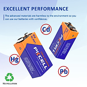 PILOCEL Smoke Alarm Batteries, 9 Volt Alkaline Performance All-Purpose Batteries, 10 Count Pack Ultra Long-Lasting for Household and Office Devices