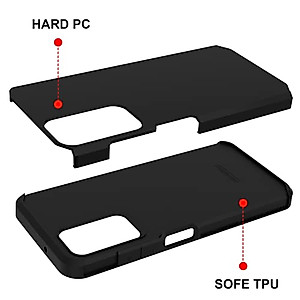 Huness for Samsung Galaxy A03S Case with 9H Tempered Glass Screen Protector,Durable Hybrid Shockproof Full-Body Protective Case Cover - Black