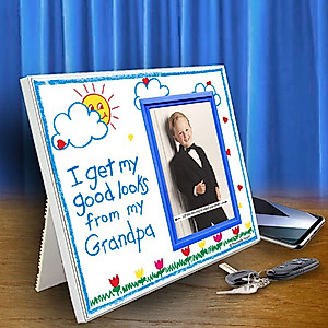 Picture Frame for Grandpa | "I Get My Good Looks from My Grandpa" | Classic Crayola Cute Picture Frame | Measures 8.25 x 7 in | Holds a 3.5 x 5 inch Photo | Easy to Mail