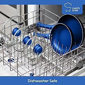 Chef's Star Pots And Pans Set Kitchen Cookware Sets Nonstick Aluminum Cooking Essentials 11 Pieces Blue