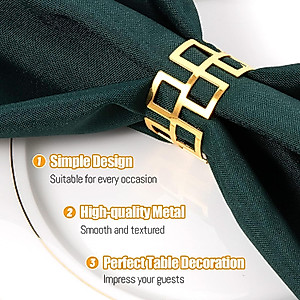 Napkin Rings- Gold Napkin Holder, Round Metal Napkin Buckle for Holiday Party Dinner Wedding Dining Table Decoration (Set of 8)
