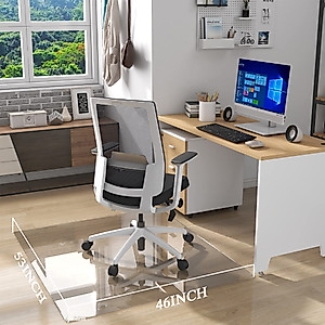 Natsukage Glass Chair Mat 46" x 53" 1/4" Thick Tempered Glass Office Chair Mats Desk Chair Mat for Carpet or Hardwood Floor Computer Chair Mat Floor Protector(Transparent)