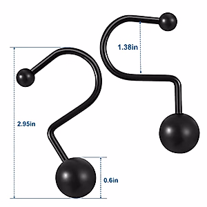 TOPROD Shower Curtain Hooks Rings, Classic Decorative Heavy Duty Shower Ball Hooks Rust Proof, Shower Rings Hangers for Bathroom Shower Curtain Rods Curtains, Free Gliding, Set of 12, Matte Black
